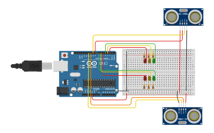Circuit design pedestrian crossing - Tinkercad