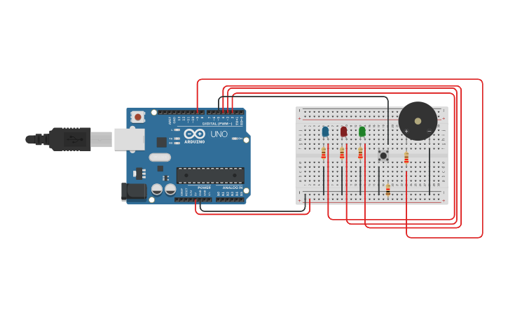 Circuit design WEEK 1- Reaction Time Game - Tinkercad