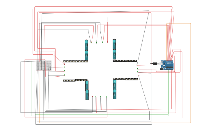 Circuit design fOUR WAY TRAFFIC - Tinkercad