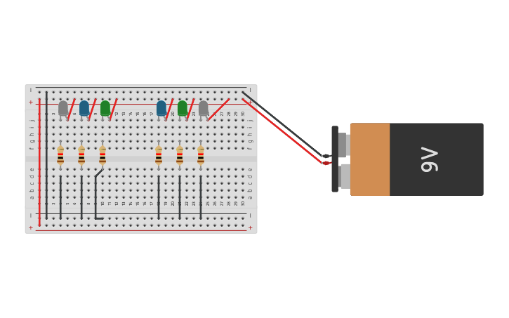 Circuit design leds paralelos - Tinkercad