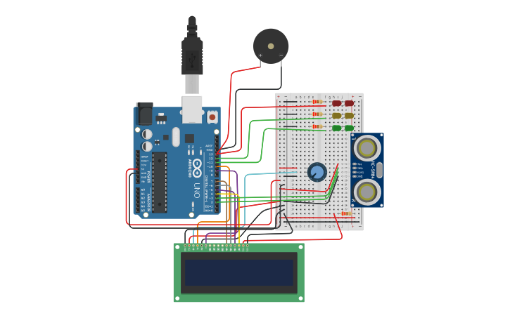 Circuit design Car Parking system - Tinkercad