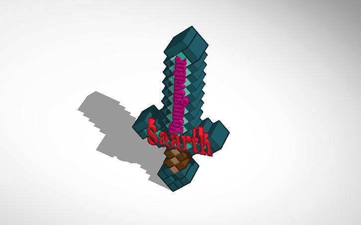 3D design Minecraft Diamond Sword - Tinkercad