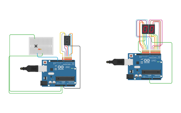 Circuit design PRACTICA # 8 DISPLAY 7 SEGMENTOS | Tinkercad Circuit design PRACTICA # 8 DISPLAY 7 SEGMENTOS | Tinkercad