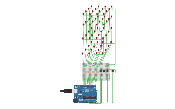 Circuit design CUBO LED 4X4 - Tinkercad