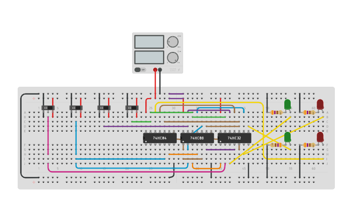 Circuit design BCD to XS3 | Tinkercad