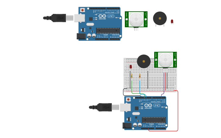 Circuit design Intruder Alarm System - Tinkercad