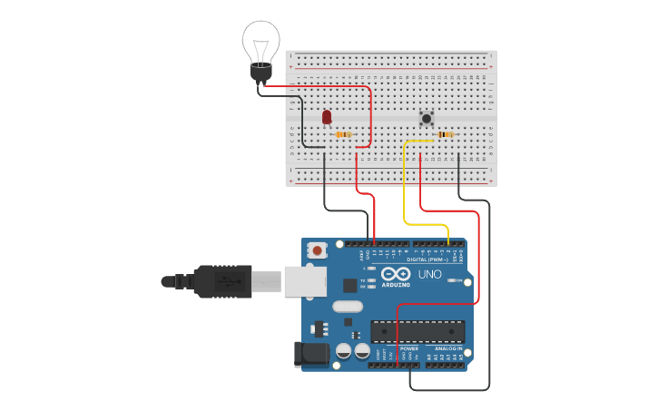 Circuit design A04-Morse Code Beacon w/ Button (Solution) - Tinkercad