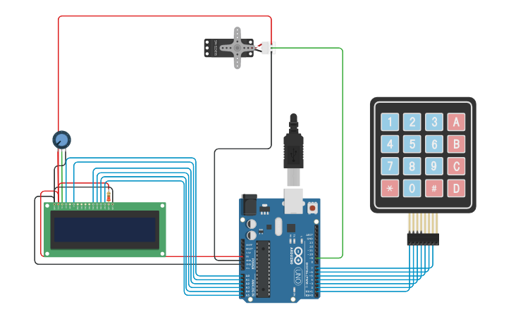Circuit design Password Based Door Lock System - Tinkercad