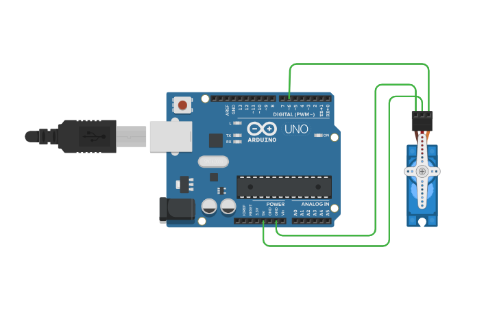 Circuit design Micro servo - Tinkercad