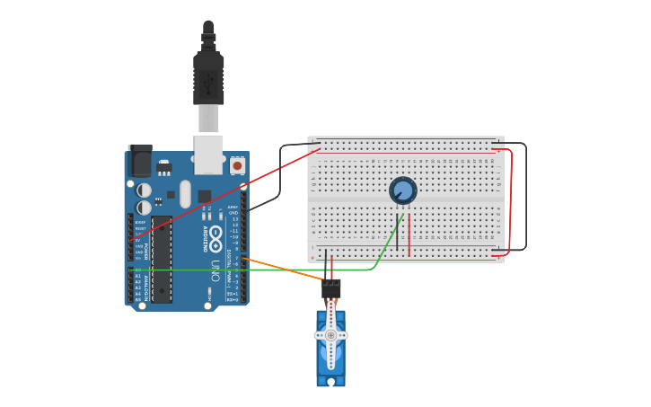 Circuit Design Potenciômetro E Servo Tinkercad
