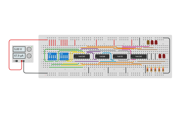 Circuit design BCD ADDER | Tinkercad