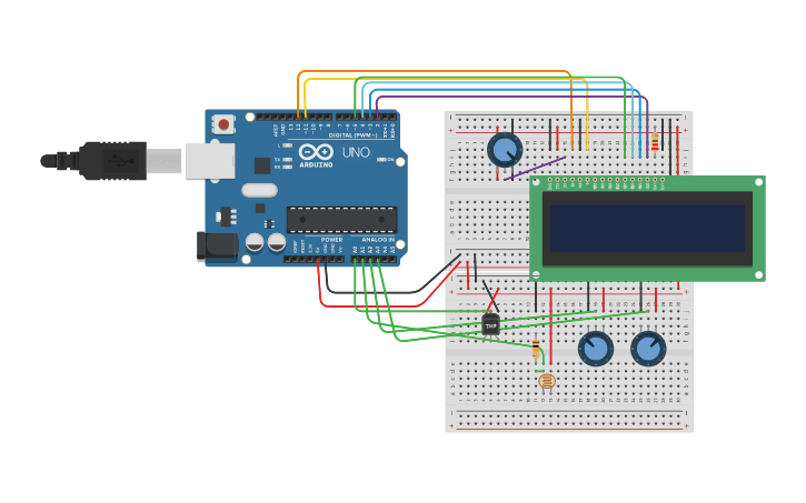 Circuit design Sustitución POT-Sensores IA | Tinkercad