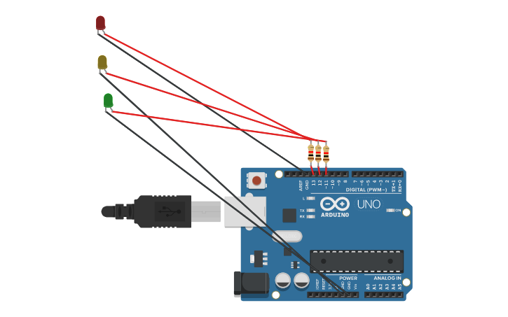 Circuit design Traffic Lights (Assignment 1) - Tinkercad