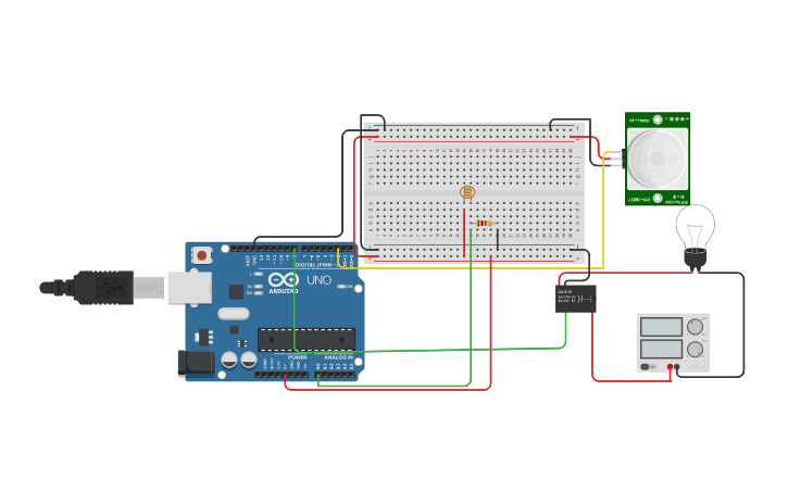 Circuit design Automatic Room Lightning System - Tinkercad