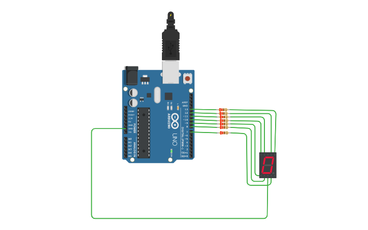 Circuit design Display 7 segmentos - Arduino UNO - Tinkercad Circuit design Display 7 segmentos - Arduino UNO - Tinkercad