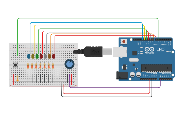 Circuit design luces navideñas - Tinkercad