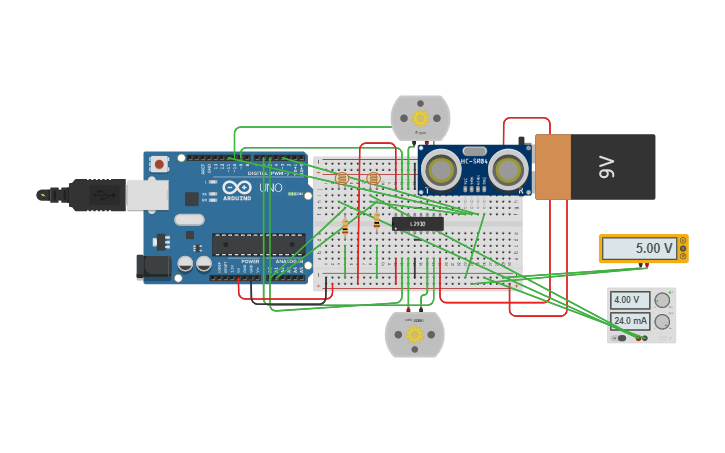 Circuit design Robot Sumo 3141592654 - Tinkercad