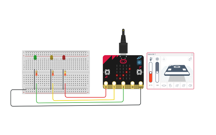 Circuit design Semaforo Microbit-Protoboard - Tinkercad