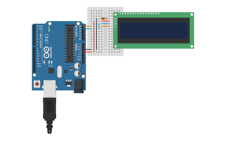 Circuit design Simple I2C Crystal LCD - Tinkercad