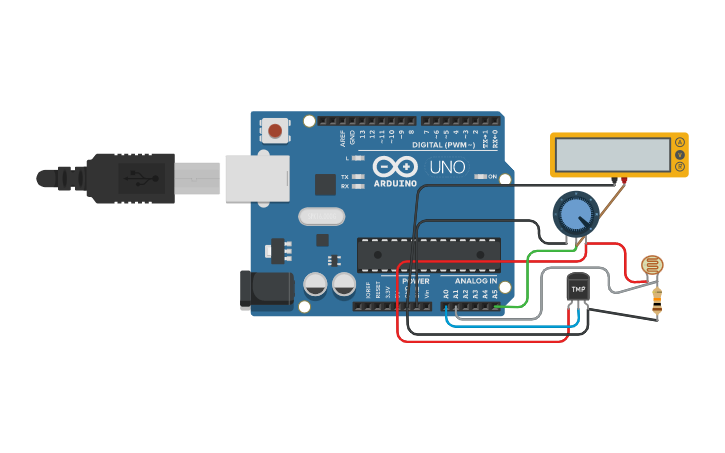 Circuit design entradas analogicas - Tinkercad