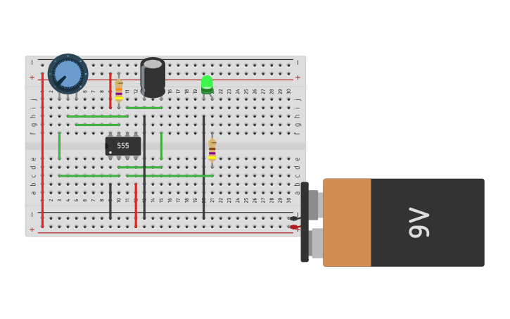 Circuit Design Blink Led At A Variable Frequency Using 555 Timer Tinkercad