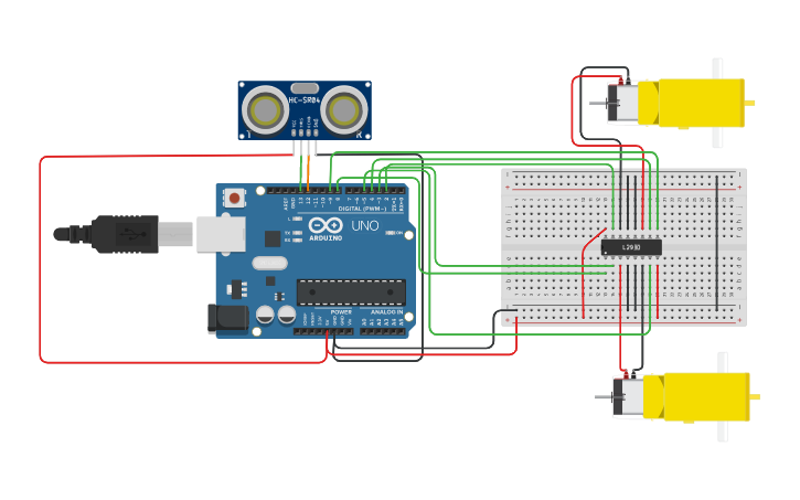 Circuit design Obstacle Avoiding Robot - Tinkercad