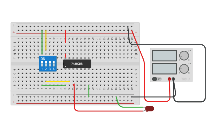 Circuit design 74HC08 - Tinkercad