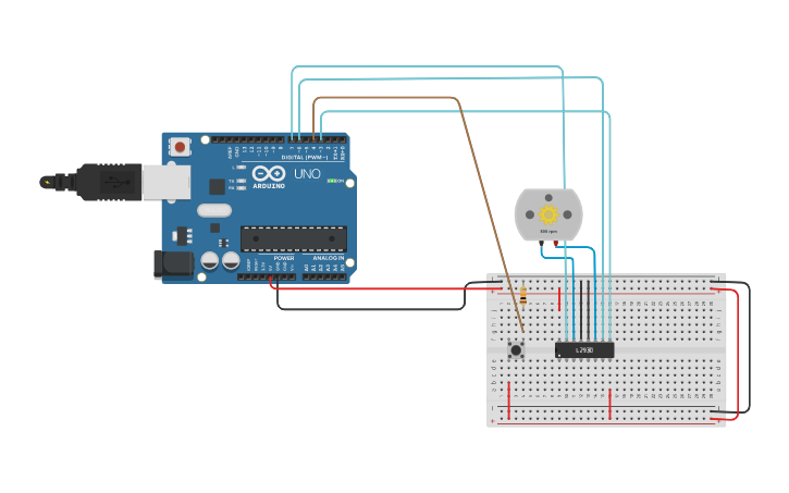 Circuit design Arduino controlling a DC Motor using H-BRIDGE - Tinkercad
