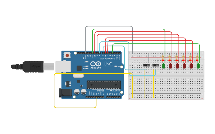 Circuit design LED-Control-with-Switches - Tinkercad