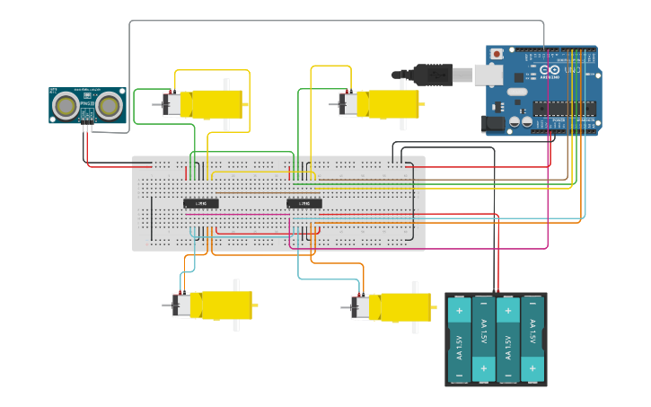 Circuit Design Obstacle Avoidance Robot Tinkercad