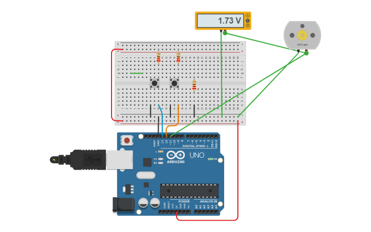 Circuit design Dimmer con pulsadores - Tinkercad