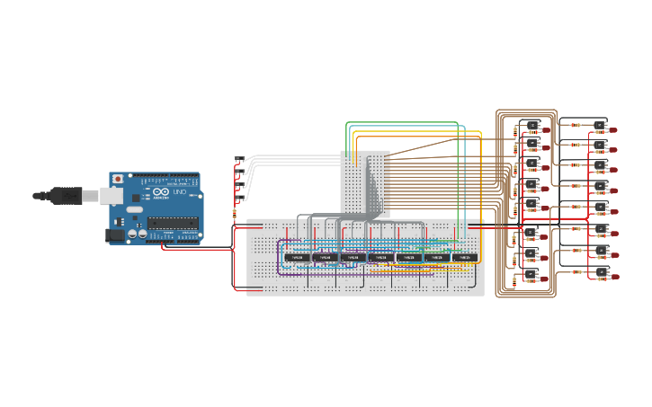 Circuit design A 4-to-16 decoder with enable input | Tinkercad