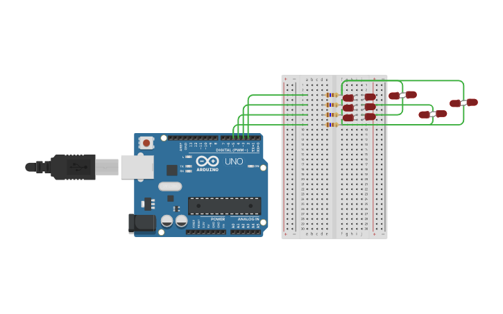 Circuit design Charlieplexing - Tinkercad
