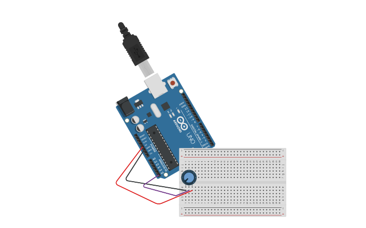 Circuit design Exemplo Potênciometro - Tinkercad