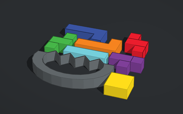 3D design tetris balance game - Tinkercad