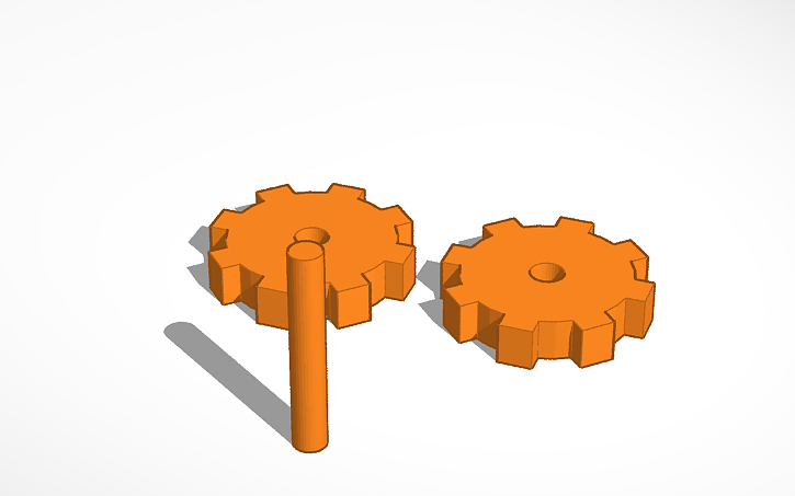 3D design Gears and Stick | Tinkercad