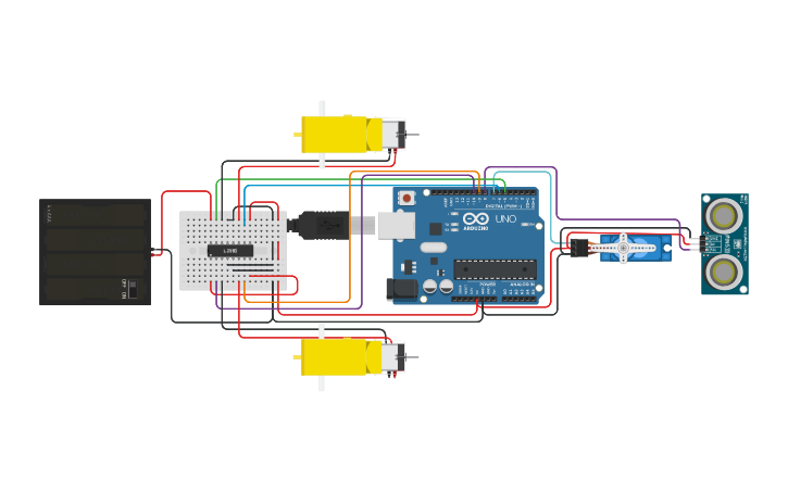 Circuit design Obstacle Avoider Robot - Tinkercad