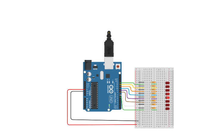 Circuit design Circuito 4: Múltiples LEDS - Tinkercad