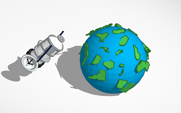 3D design planet Earth and solar panel - Tinkercad