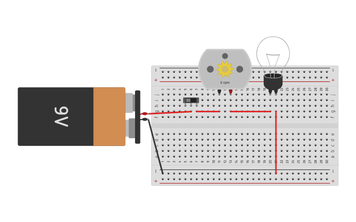 Circuit design circuito con bombilla,motor e interruptor - Tinkercad