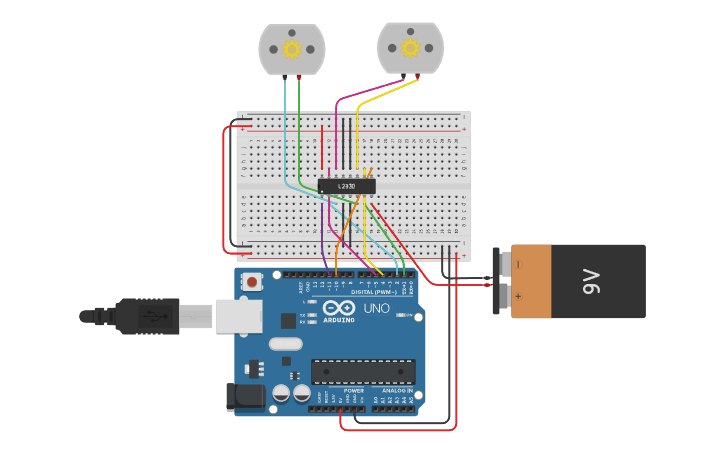 Circuit design DC Motor Gripper | Tinkercad