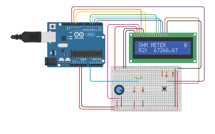 Circuit design Arduino Ohm Meter - Tinkercad