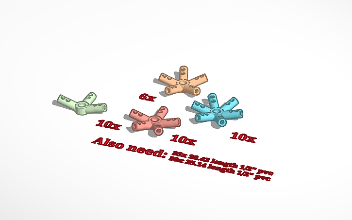 3D design Geodesic dome hub 2v for 1/2" PVC pipe | Tinkercad