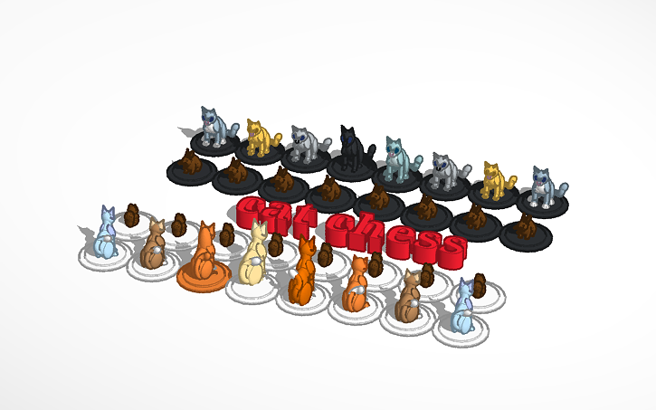3D design Warrior cats chess - Tinkercad