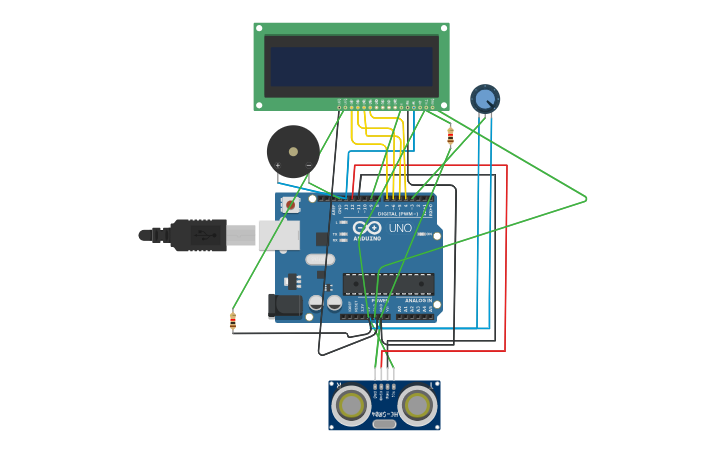 Circuit Design Program 7 Ultrasonic Distance Sensor Tinkercad