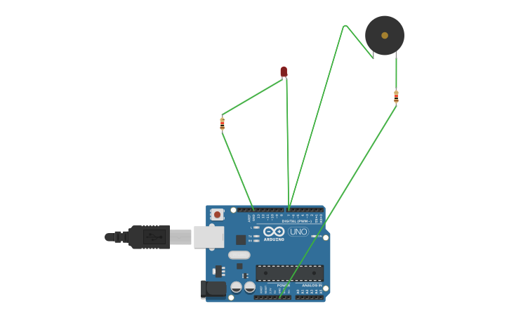 Circuit design LED ON BUZZER 160102098 | Tinkercad Circuit design LED ON BUZZER 160102098 | Tinkercad