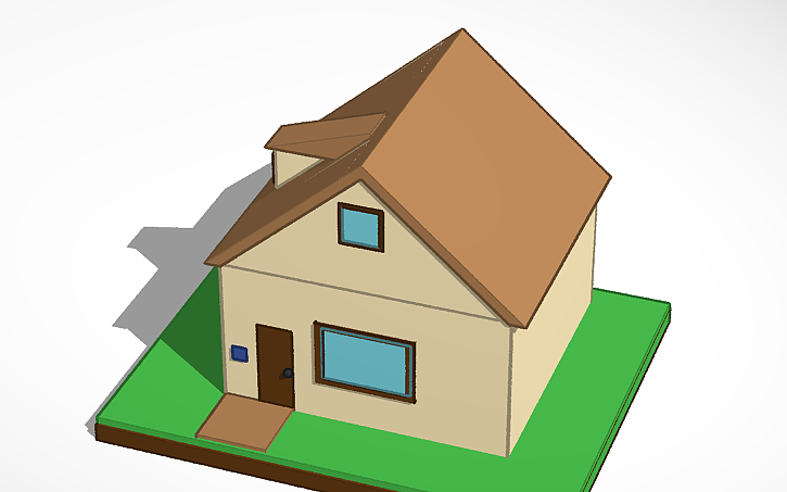 3D design Casa crema de 1 piso. - Tinkercad
