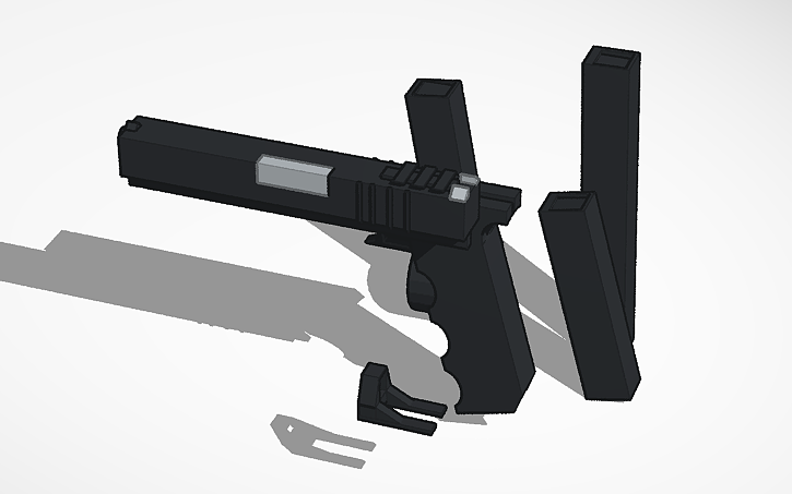 3D design (FAKE) Glock 17(W/all mag & red d0t - Tinkercad
