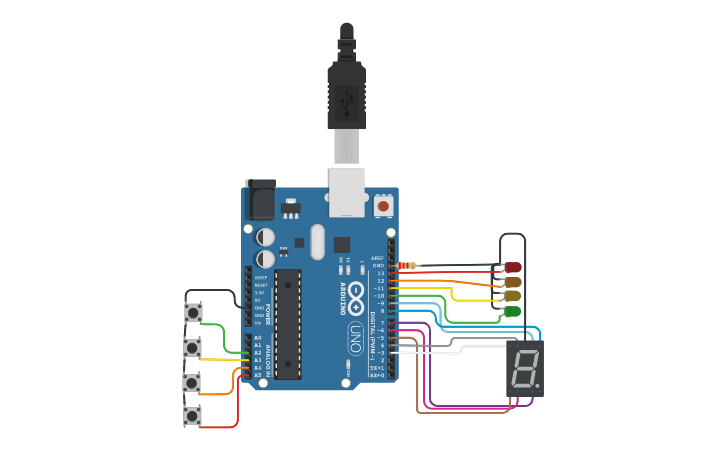 Circuit design Simulacro primer parcial 8/5 Rodriguez Roig Ciro - Tinkercad Circuit design Simulacro primer parcial 8/5 Rodriguez Roig Ciro - Tinkercad