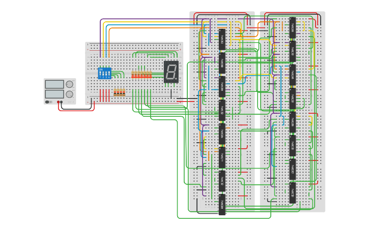 Circuit design BCD to HEX (0-f) - Tinkercad